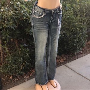 Platinum Plush | Jeans | Ladies Rhinestone Pocket Skull Bootcut Denim ...